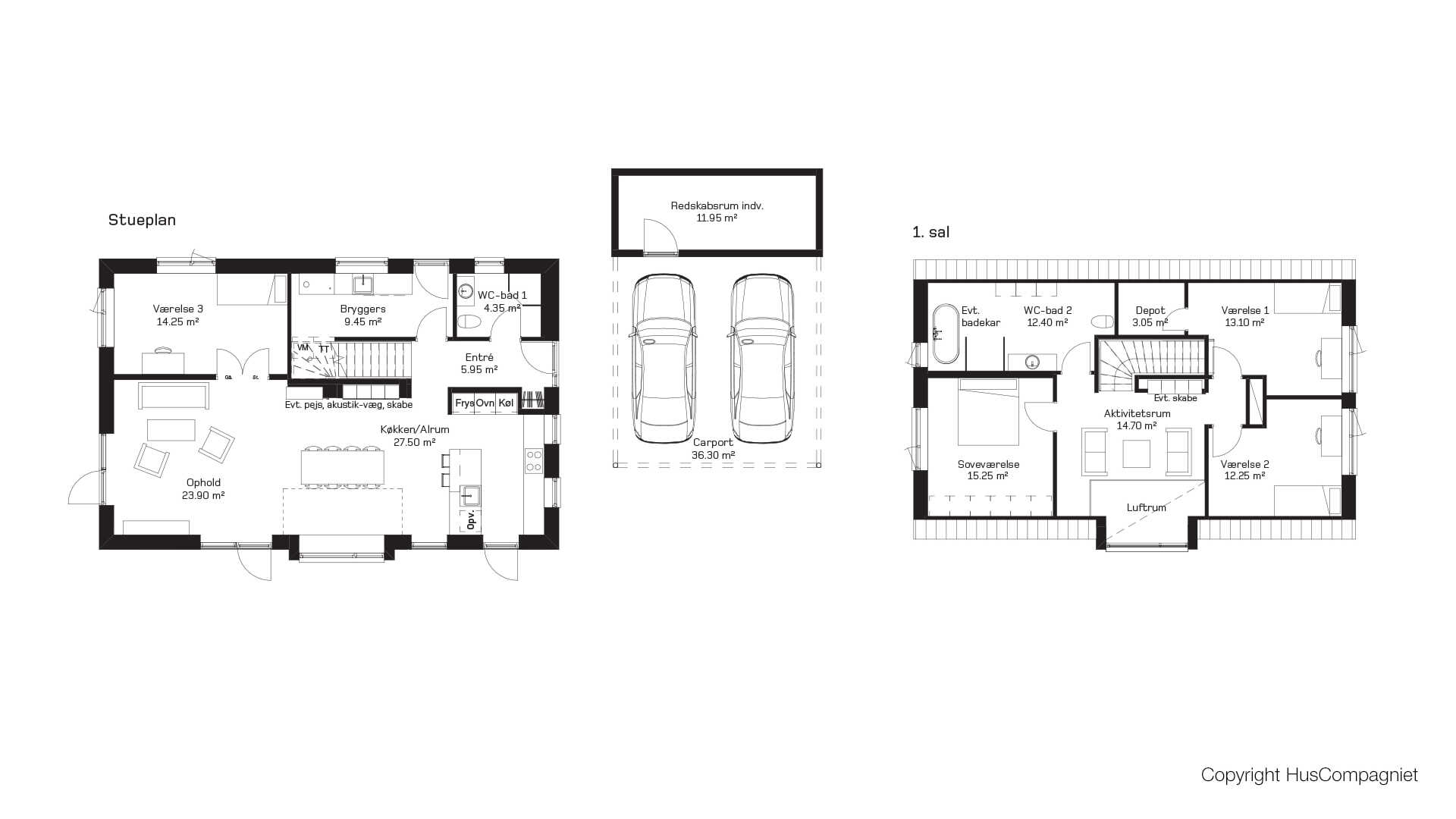 Plantegning | 1,5-plan 201 m2 | HusCompagniet