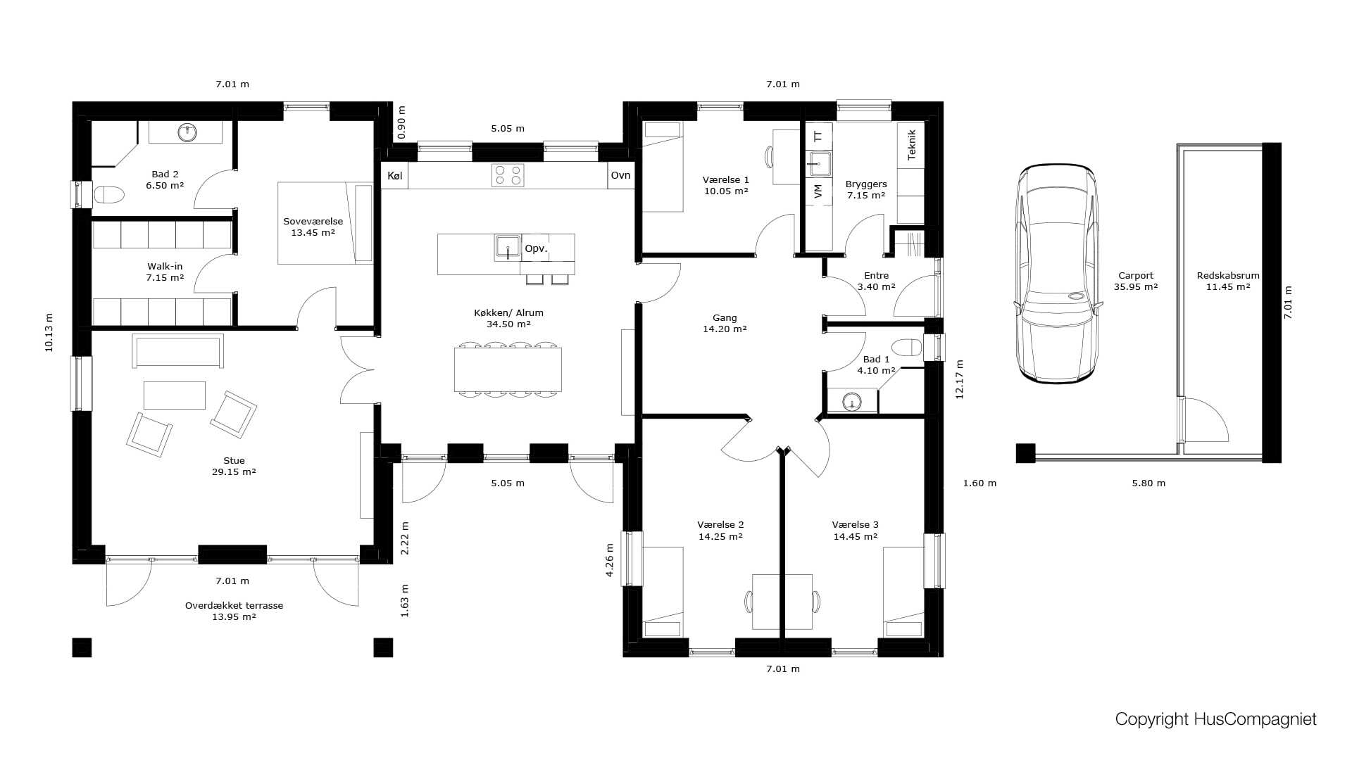 Plantegning | H-hus 192 m2 | HusCompagniet