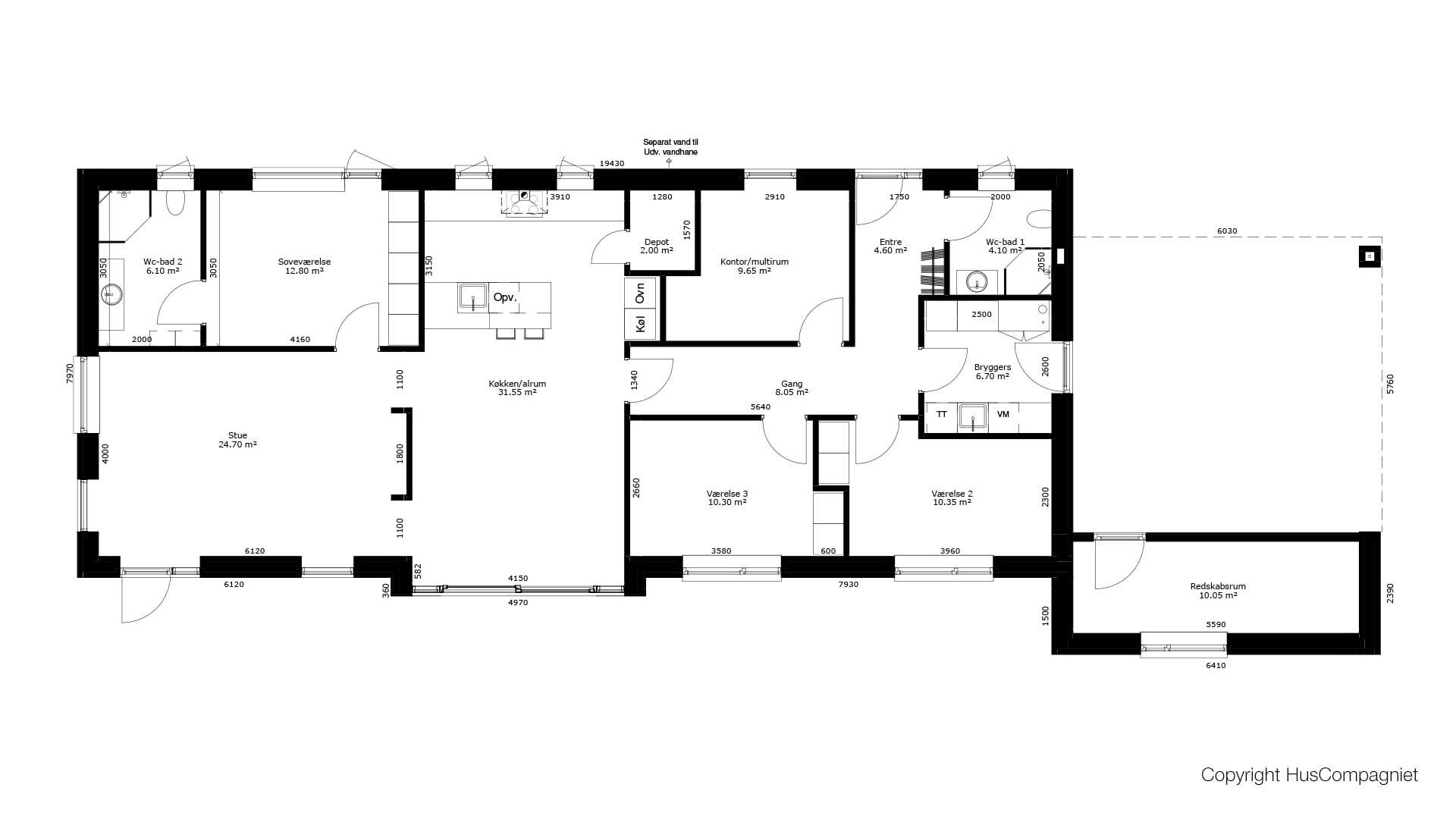 Plantegning | Forskudt Længehus 157 m2 | HusCompagniet